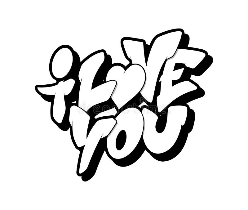 Eu Te Amo Fonte No Estilo Graffiti Ilustração Vetorial Ilustração Do