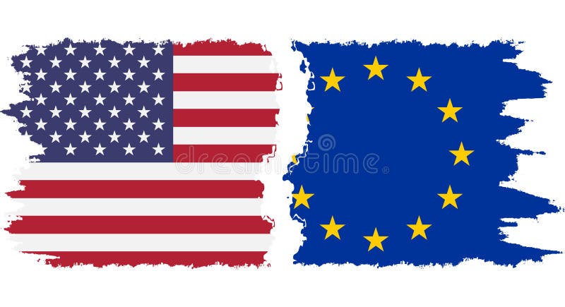 EU and USA Grunge Flags Connection Vector Stock Vector - Illustration ...