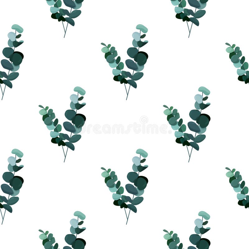 Eucalyptus Baby Blue Branches Background. Realistic Greenery Seamless ...