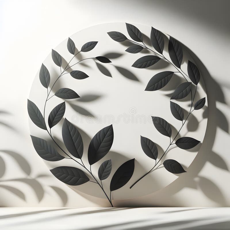 Eucalyptus Branch with Shadow on White Wall. Flat Lay Stock ...