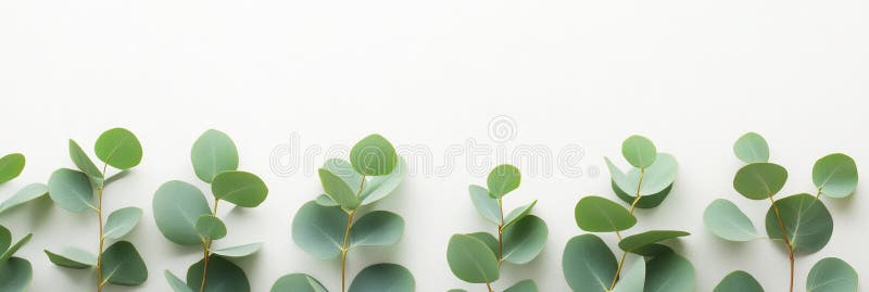 Eucalyptus Branches Border. Green Eucalyptus Leaves on White Background ...