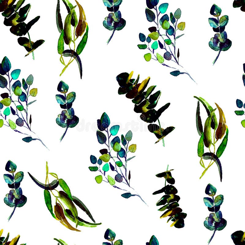 Eucalyptus Greenery Leaves Seamless Pattern. Stock Illustration ... Eucalyptus Greenery Leaves Seamless Pattern. Stock Illustration ...