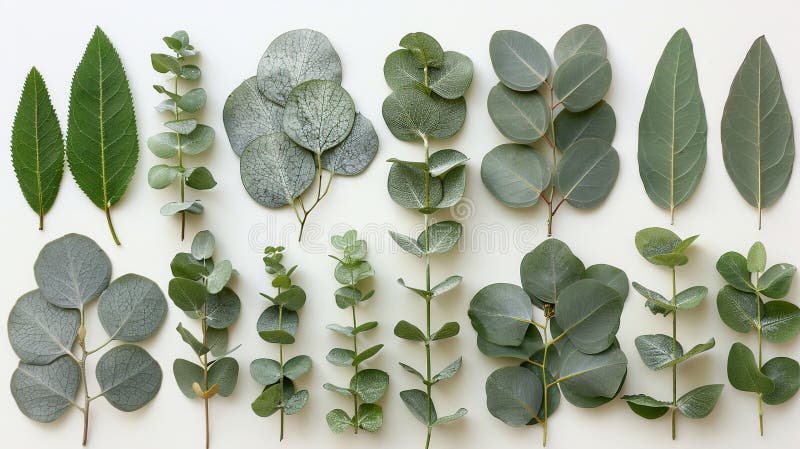 Eucalyptus Leaves Flat Lay stock illustration. Illustration of still ...