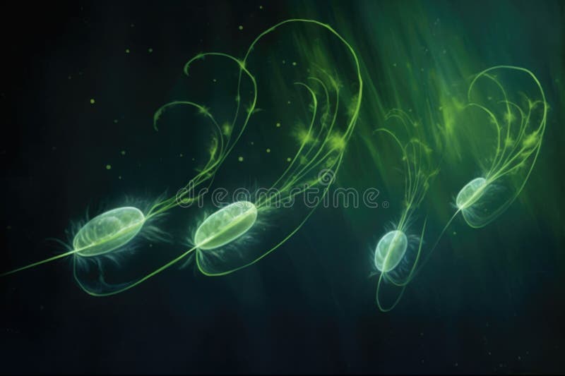 Euglena Gracefully Gliding with Their Flagella Stock Illustration ...