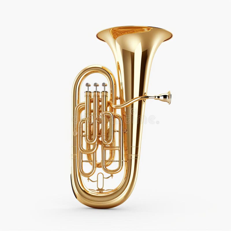 Sleek Modern Brass Instrument Tuba with Gold Finish Portrait Stock ...