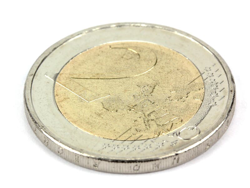 2 EUR Coin - Currency of the EU Stock Photo - Image of galileo ...