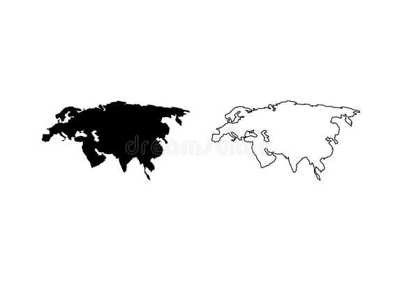 Eurasia Map. Flat Simple Black Design Stock Illustration - Illustration ...