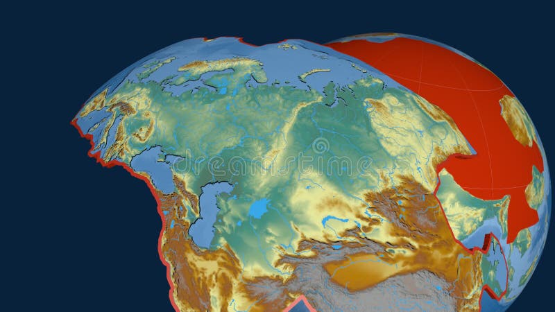Eurasia Tectonic Plate. Elevation and Bathymetry Stock Video - Video of ...