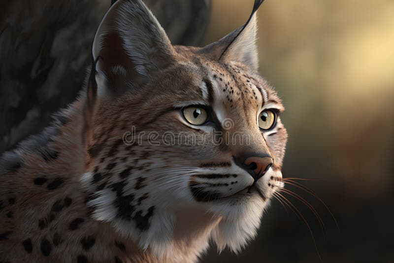 Eurasian Lynx Portrait in Sunset Light. Close-up Stock Illustration ...