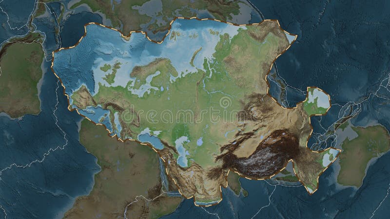 Eurasian Plate Extracted. Fahey. Topografic Stock Illustration ...