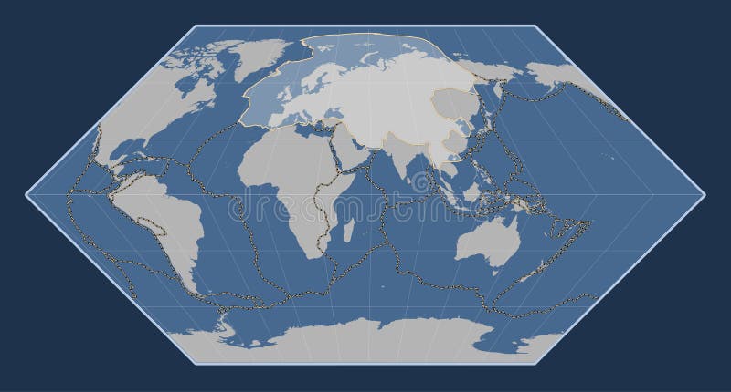 Eurasian Tectonic Plate. Contour. Eckert I. Boundaries Stock ...