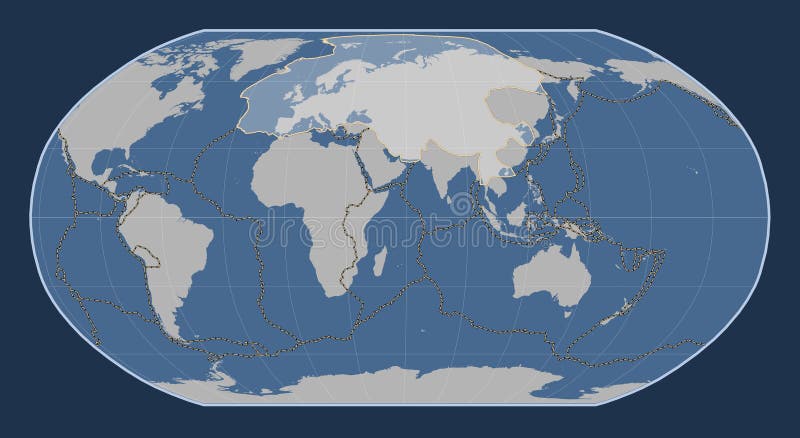 Eurasian Tectonic Plate. Contour. Robinson. Boundaries Stock ...