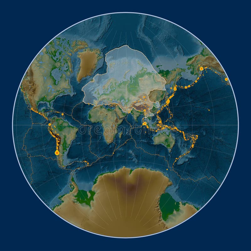 Eurasian Tectonic Plate. Physical. Lagrange. Earthquakes and Bou Stock ...