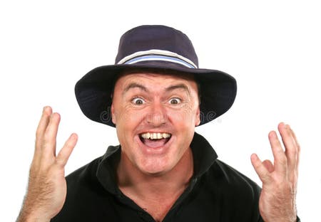 Eureka Man in Hat stock image. Image of aged, shocked - 4688673