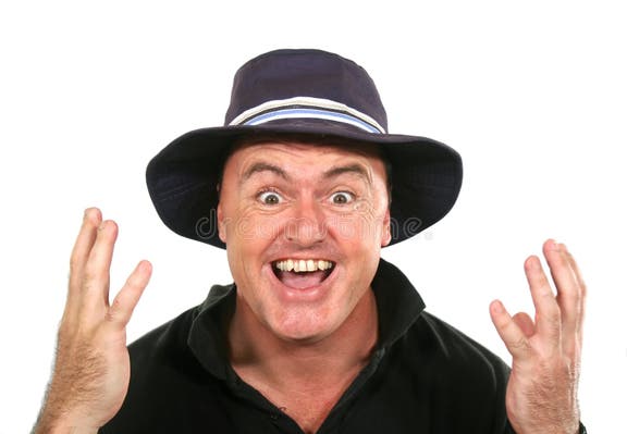 Eureka Man in Hat stock image. Image of aged, shocked - 4688673