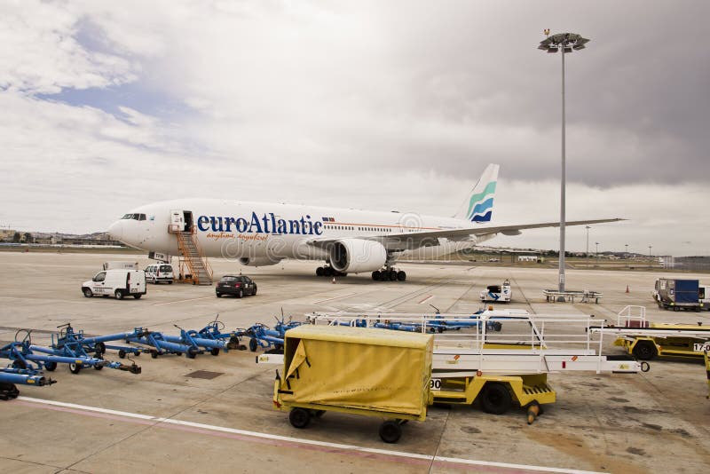Euro Atlantic, Boeing 777-200ER Editorial Photo - Image of platform ...