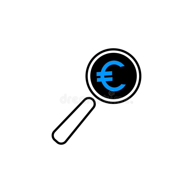 Euro audit, find icon stock vector. Illustration of review - 221432076