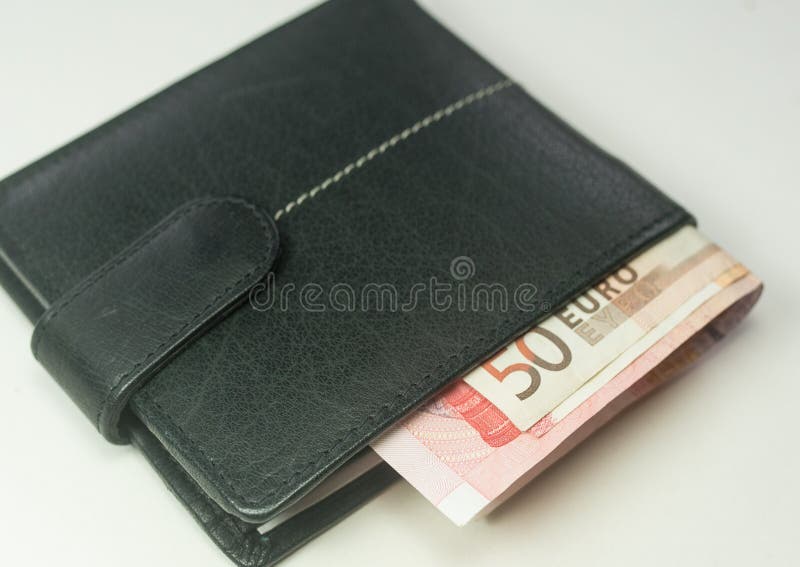 Euro Bank Notes Inside a Black Wallet Stock Photo - Image of currency ...