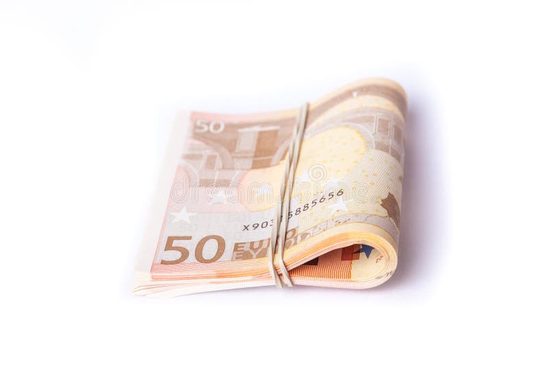 50 Euro Bank Notes Stack Wrapped and Rolled Stock Photo - Image of ...