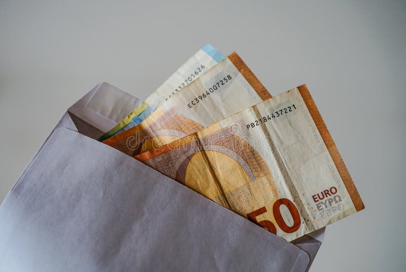 Euro Bank Notes in a White Envelope Stock Image - Image of batch ...