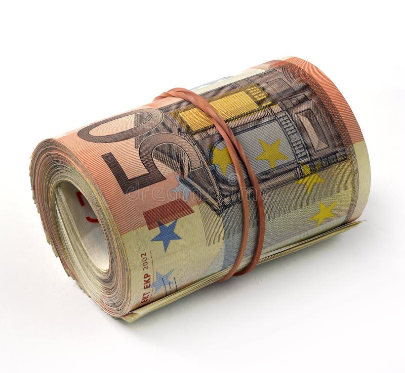 Euro Banknote Folded in a Roll Stock Photo - Image of investment ...