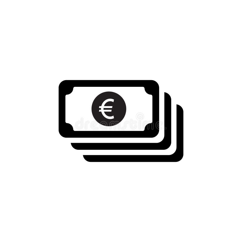 Euro Banknote Icon Vector in Black Style Stock Vector - Illustration of ...
