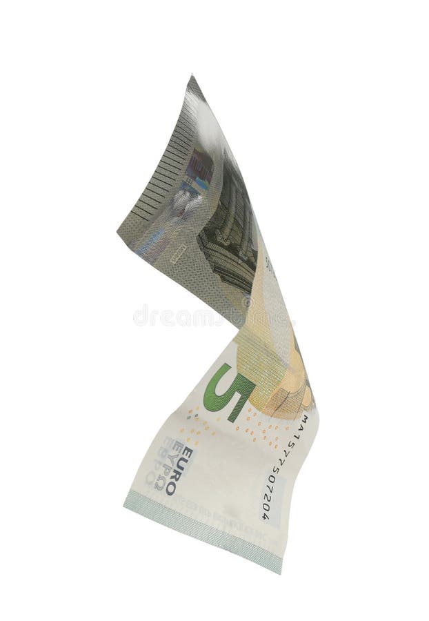 Euro Banknote on White. Flying Money Stock Image - Image of salary ...