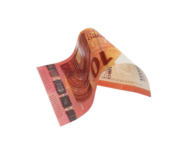 Euro Banknote Isolated. Flying Money Stock Image - Image of deposit ...