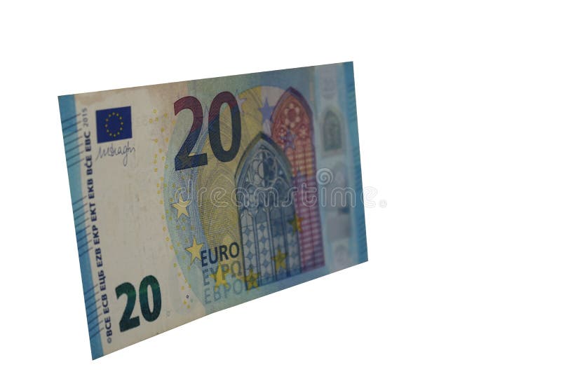 20 Euro Banknote Isolated on White Background. Stock Photo - Image of ...