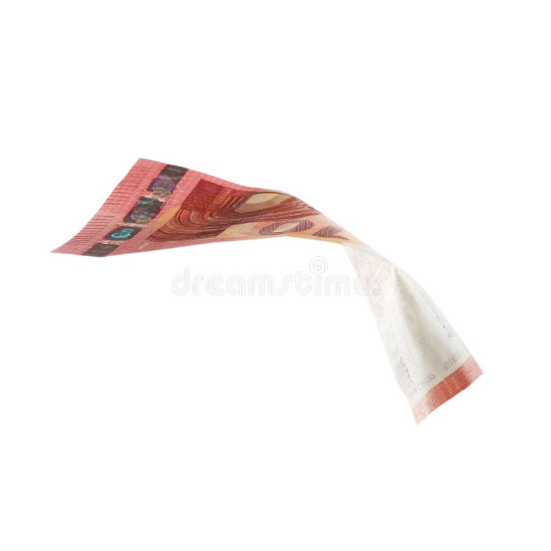 Euro Banknote on White. Flying Money Stock Image - Image of salary ...