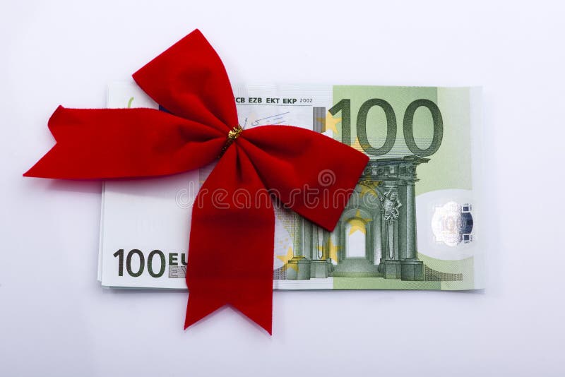 Euro Banknote with Red Ribbon Stock Image - Image of banknote, isolated ...