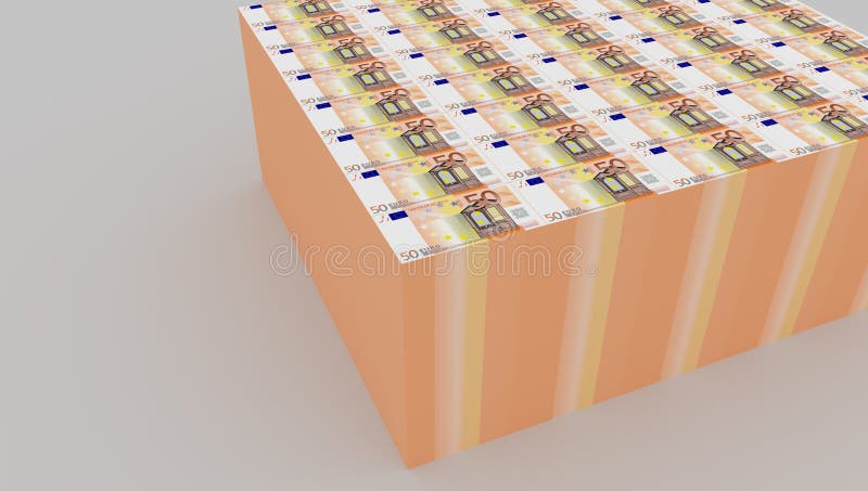 50 Euro Banknote Stack 3d Illustration Stock Illustration ...
