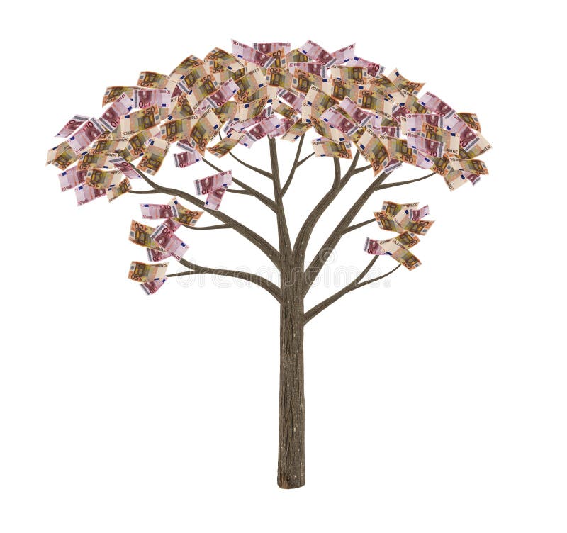 Euro Banknote Tree Isolated Stock Illustration - Illustration of ...