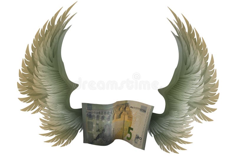 Euro Banknote with Wings on White Background Stock Image - Image of ...