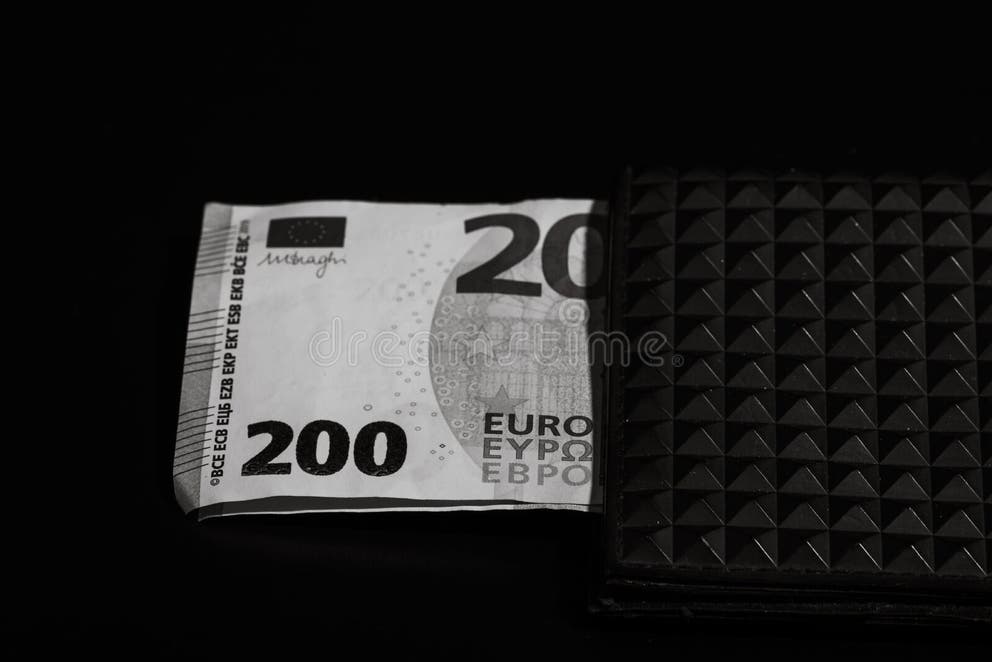 200 Euro Banknotes in a Black Wallet Isolated Stock Photo - Image of ...