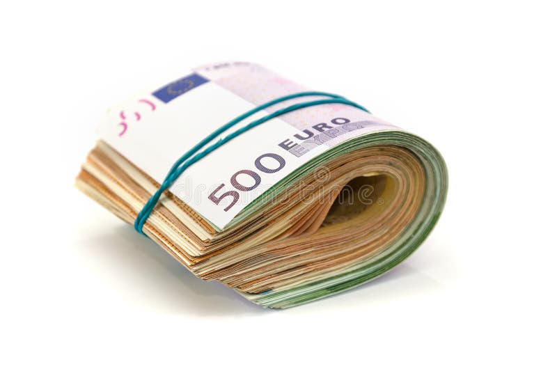 Euro Banknotes in Bundle Isolated on White.Money Connected by an ...