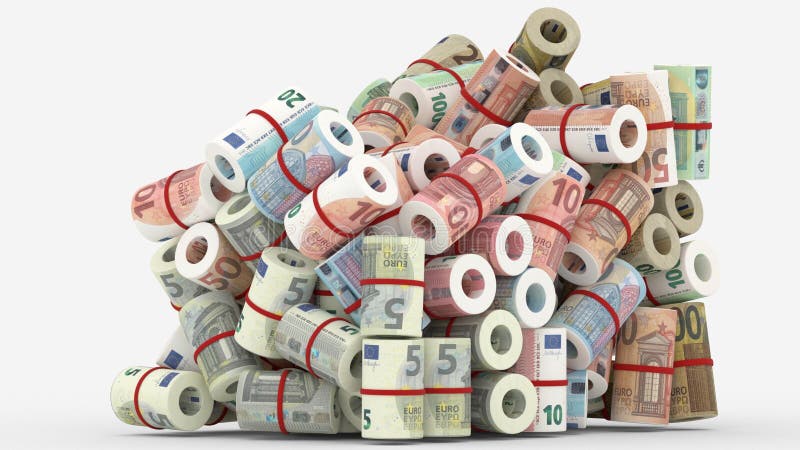 Euro Banknotes Bundle on White Background Editorial Photography - Image ...