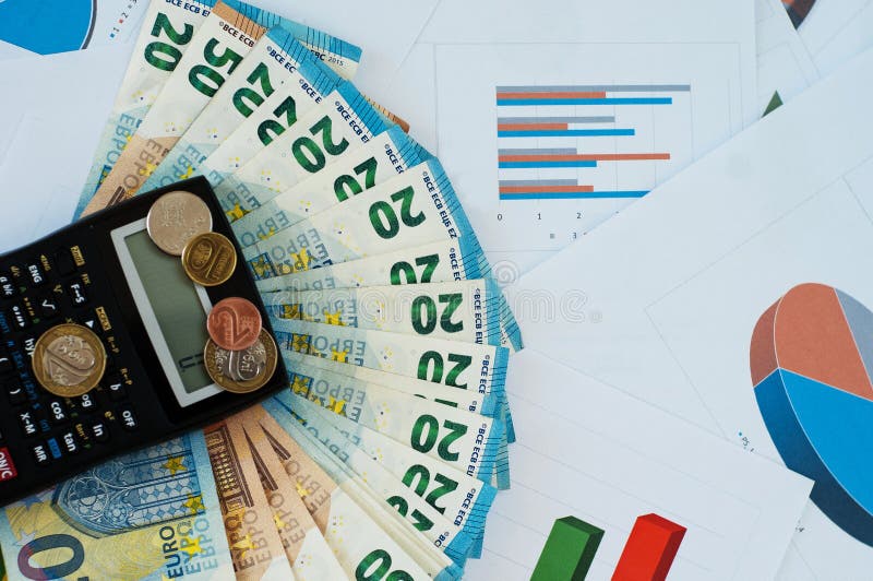 Euro Banknotes, Calculator, 1000 Euro. Budgeting, Money Distribution ...