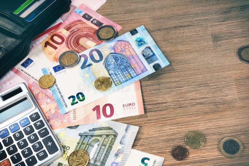 Euro Banknotes and Coins with Bills To Pay Stock Photo - Image of ...