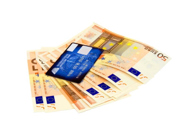 Euro Banknotes and Credit Card Stock Photo - Image of european, buying ...