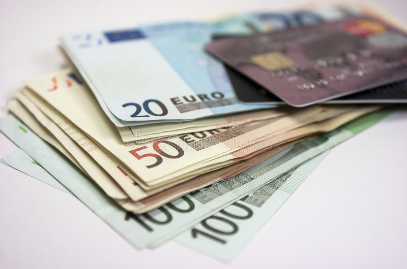 Euro Banknotes and Credit Card Stock Image - Image of note, exchange ...