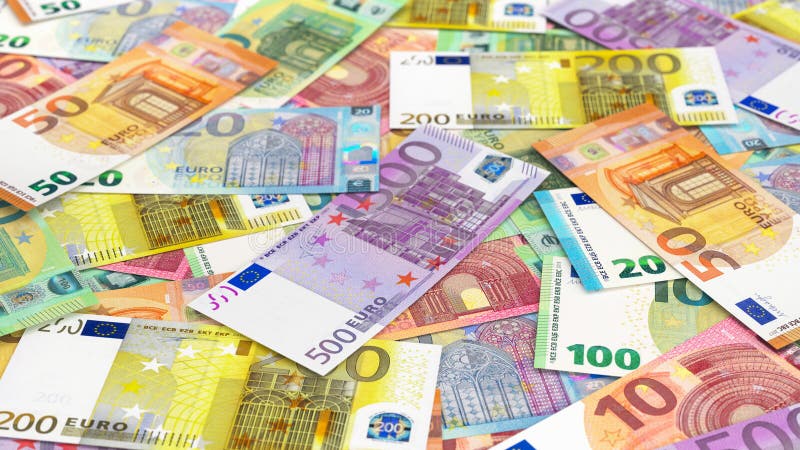 Euro Banknotes in Different Denominations, Including 500, 200, 100, 50 ...
