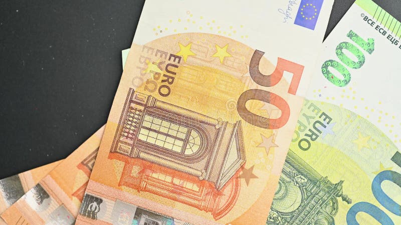 Euro Banknotes of Various Denominations and Euro Cents.Real Euro Money ...