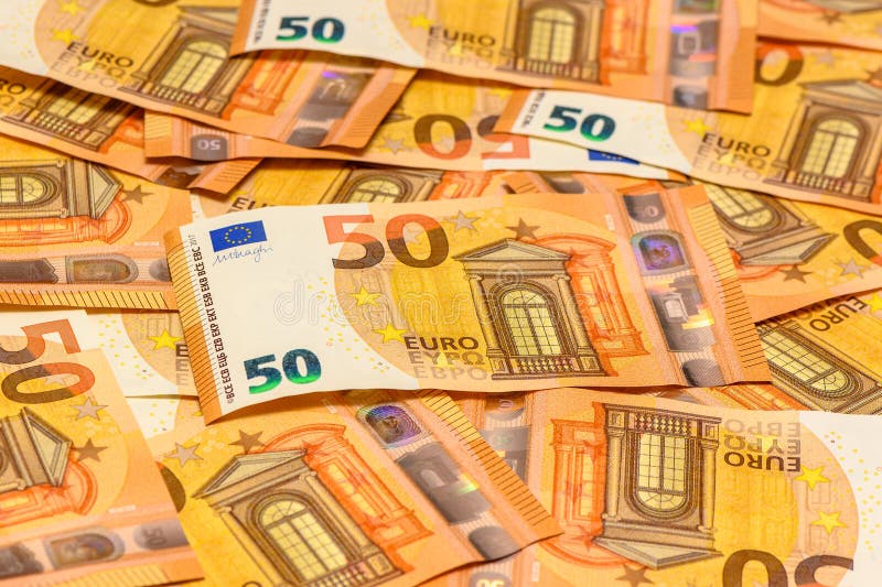 Euros on a table stock photo. Image of column, copper - 173644016
