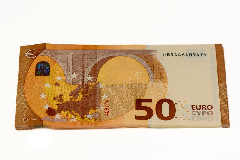 50 Euro Banknotes Fanned Out on a White Background Editorial ...