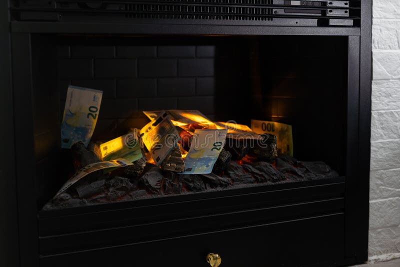 Euro Banknotes Fire in Fireplace Stock Photo - Image of nature ...