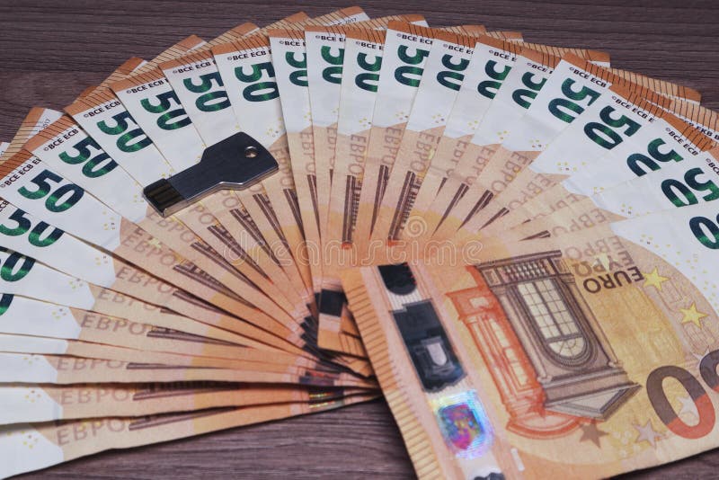 Euro Banknotes and Flash Memory in the Form of a Key Stock Photo ...