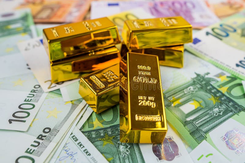 Euro Banknotes and Gold Bars Stock Photo - Image of value, money: 278153902