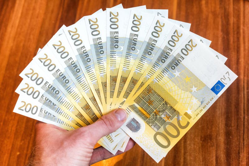 200 Euro Banknotes in the Hand. Business, Finances Concept Stock Photo ...
