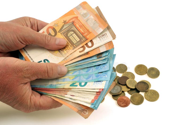 Counting Banknotes Close Up on White Background Stock Image - Image of ...